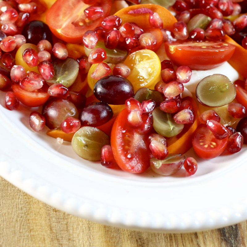 Persimmon, grape, pomegranate & burrata salad - Something New For Dinner